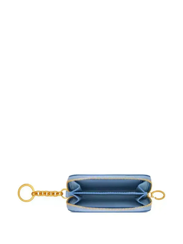 Oscar De La Renta Poppy-printed Keychain Wallet - Blue