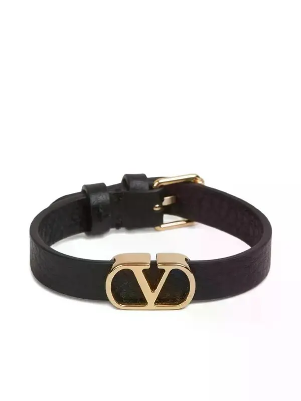 Valentino Garavani Vlogo Signature Leather Bracelet - Black