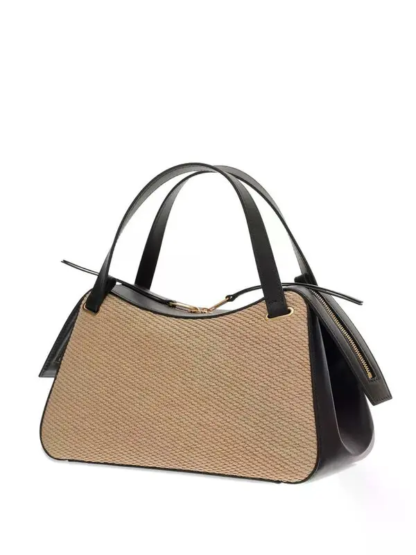 JIL SANDER Raffia-paneled Tote Bag