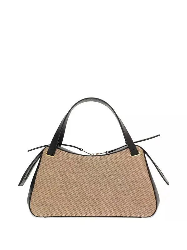 JIL SANDER Raffia-paneled Tote Bag