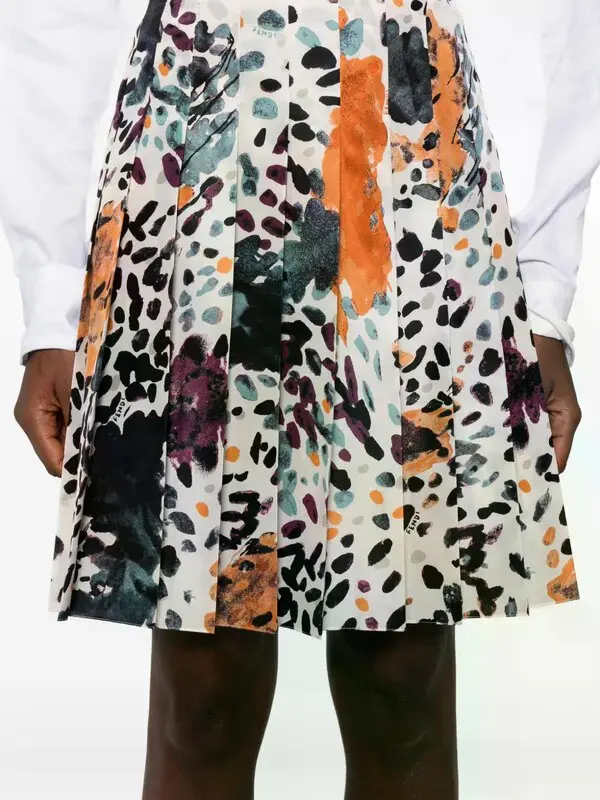 Fendi Pleated Printed Skirt
