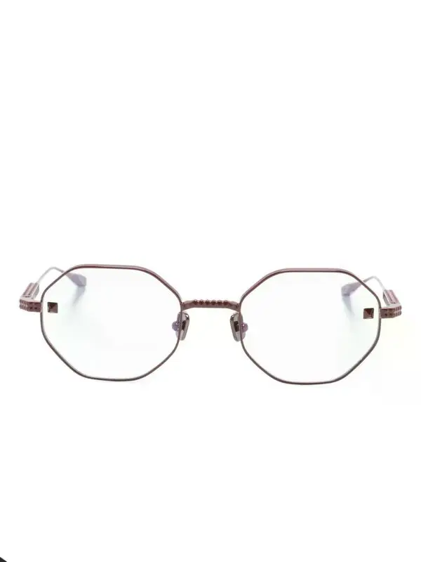Valentino Garavani V-stud Geometric Frame Glasses - Red