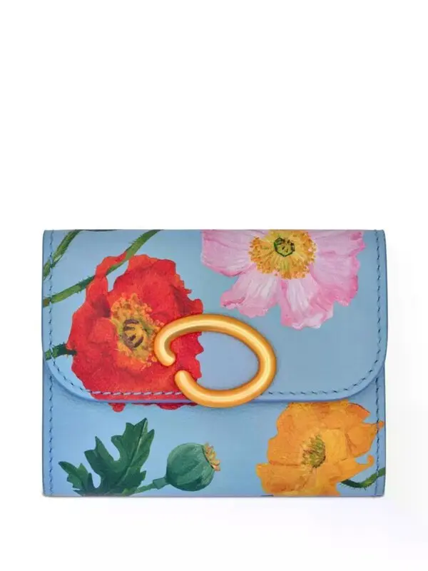 Oscar De La Renta Poppy-printed Trifold Wallet - Blue