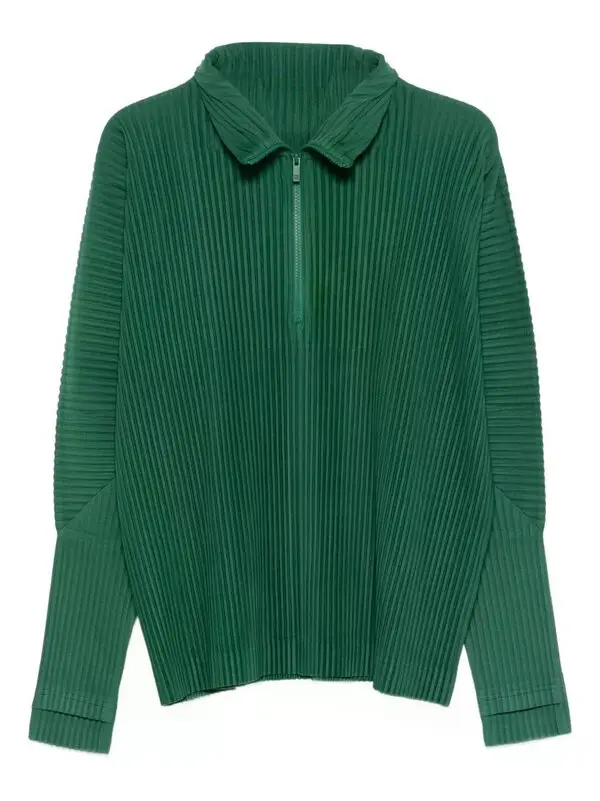 Issey Miyake Pleated Half-zip Top - Green
