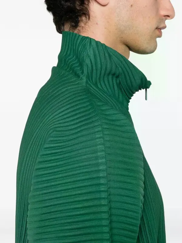 Issey Miyake Pleated Half-zip Top - Green
