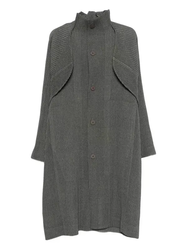 Issey Miyake Pleated Funnel-neck Coat