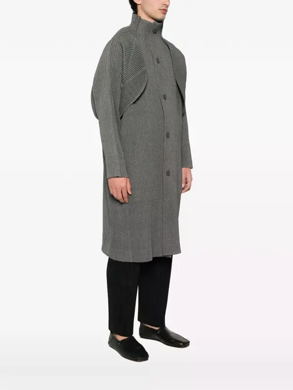 Issey Miyake Pleated Funnel-neck Coat