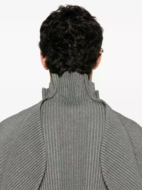 Issey Miyake Pleated Funnel-neck Coat