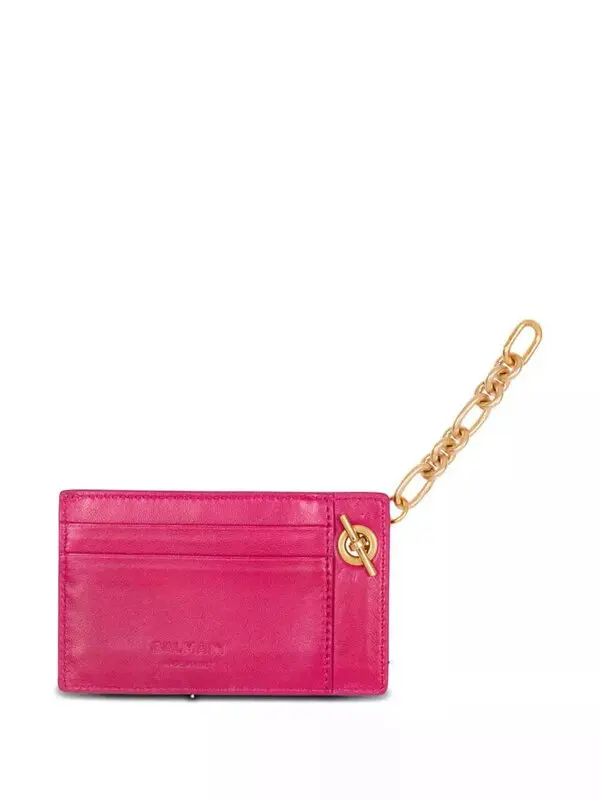 Balmain Pulse Leather Card Holder - Pink