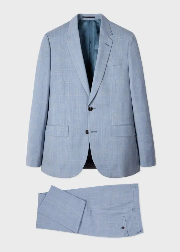 Paul Smith The Soho Tailored-fit Light Check Wool Suit - Blue