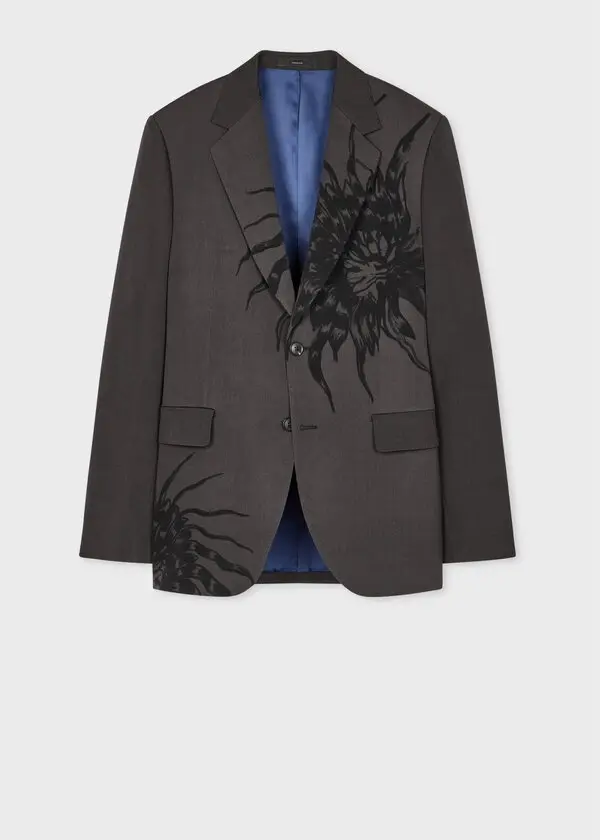 Paul Smith Charcoal 'thistleberry' Print Wool Blazer