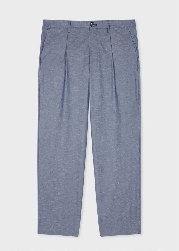 Paul Smith Light Slub Cotton-blend Pleated Trousers