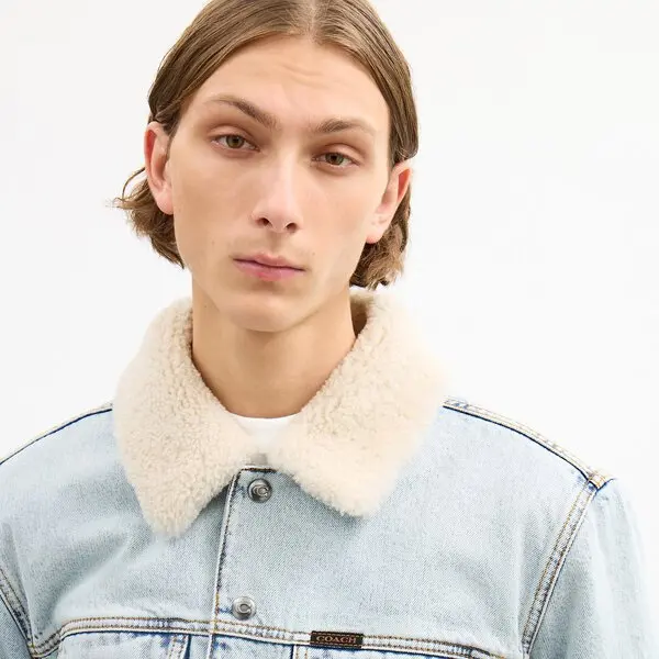 COACH Denim Trucker Jacket With Shearling Collar