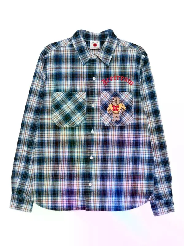 ICECREAM Mascot-embroidered Checked Shirt
