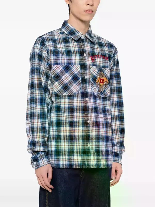 ICECREAM Mascot-embroidered Checked Shirt
