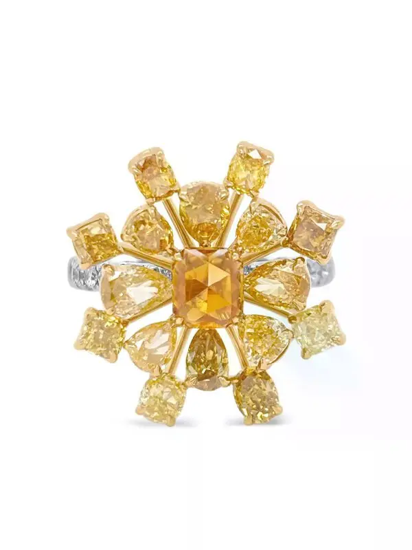HYT JEWELRY 18k Yellow And White Gold Diamond Ring - Silver
