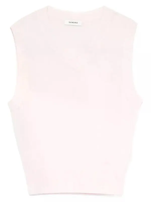 Sandro Sleeveless Cropped V-neck Top - Pink