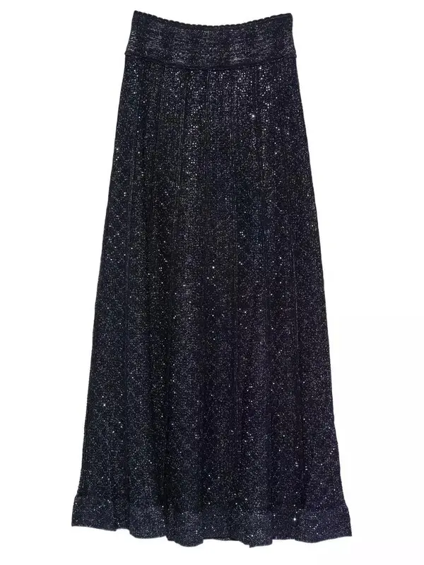 Sandro Rhinestone Embellished Knit Maxi Skirt