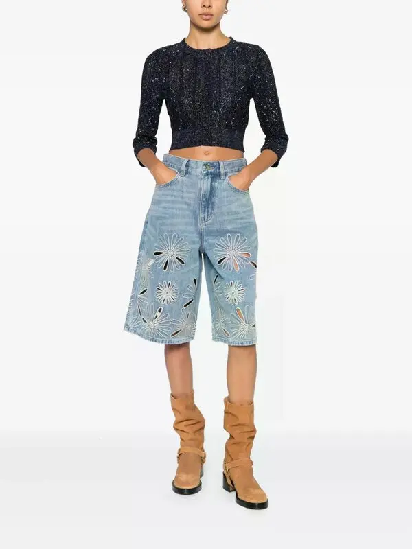 Sandro Rhinestone Embellished Knit Cardigan