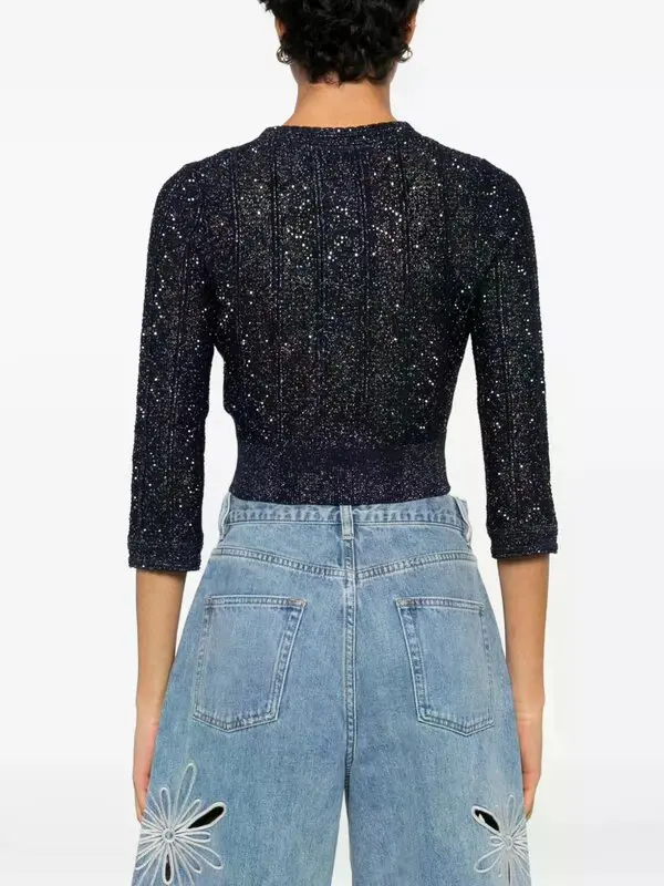 Sandro Rhinestone Embellished Knit Cardigan