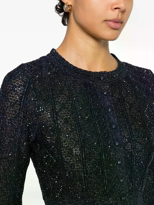Sandro Rhinestone Embellished Knit Cardigan