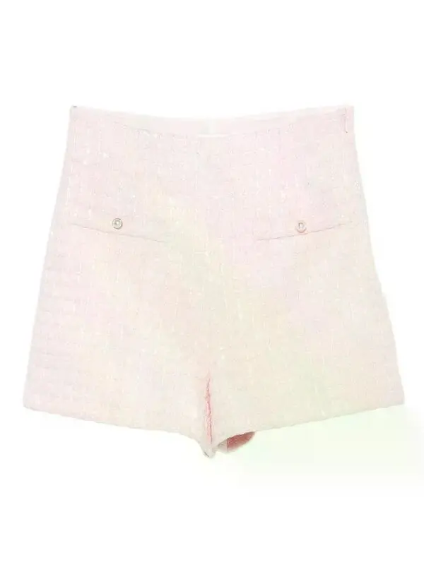Sandro Sequin Check Tweed Shorts