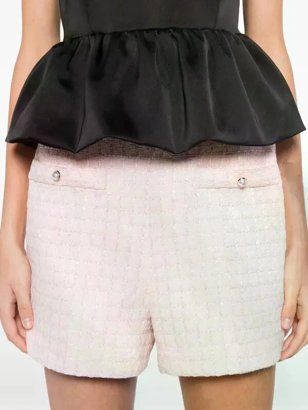 Sandro Sequin Check Tweed Shorts