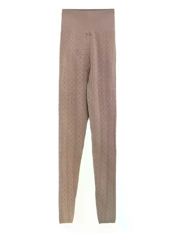 JW Anderson Pointelle Knit Leggings With Bow Detail - Neutrals