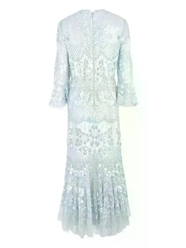NEEDLE & THREAD Sequin-embellished Bell-sleeve Dress