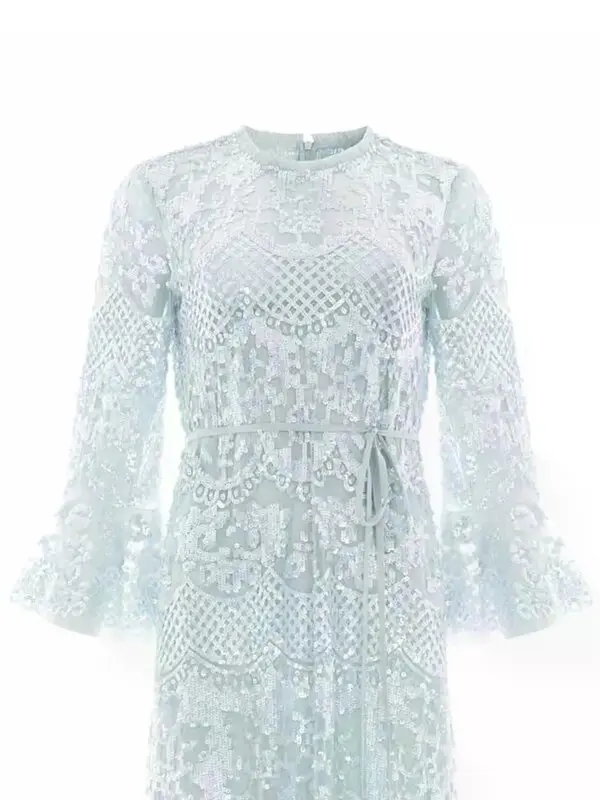 NEEDLE & THREAD Sequin-embellished Bell-sleeve Dress