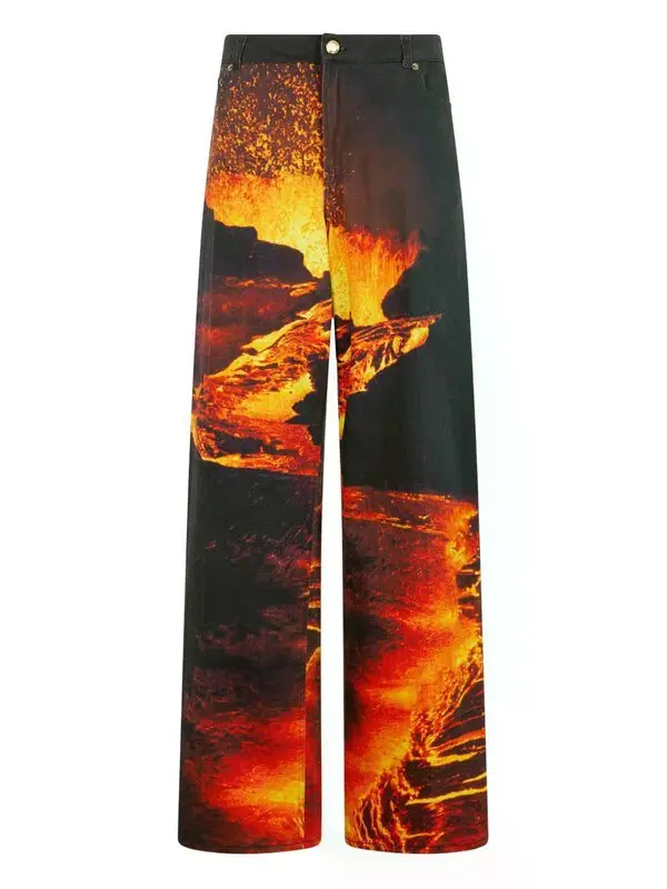 Roberto Cavalli Lava-print Stretch Denim Jeans