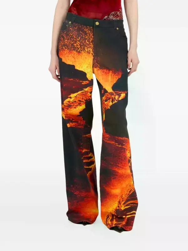 Roberto Cavalli Lava-print Stretch Denim Jeans