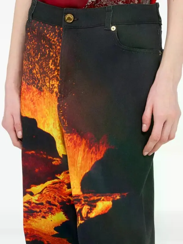 Roberto Cavalli Lava-print Stretch Denim Jeans