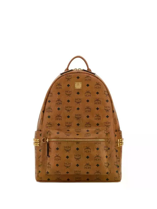 Mcm Logo-monogram Backpack - Brown