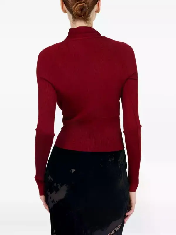 Roberto Cavalli Wrap-over Ribbed-knit Top