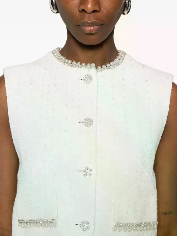Maje Embellished Tweed Vest