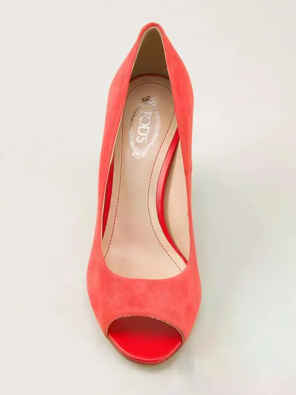 TOD'S Suede Wedge Pumps - Red