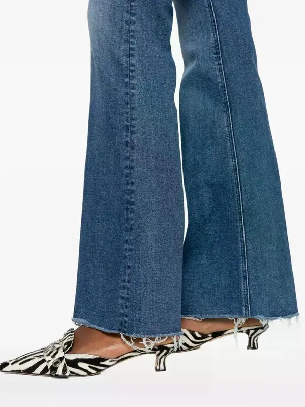 MOTHER Frayed-hem Flare Jeans - Blue
