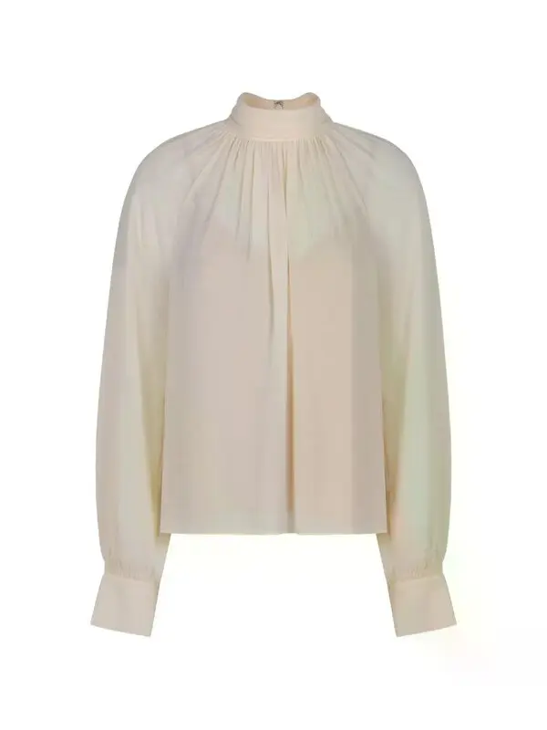 Vince Turtleneck Draped Blouse - Neutrals