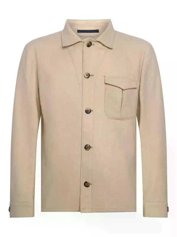 FRANZESE COLLECTION Buttoned Patch-pocket Jacket - Neutrals