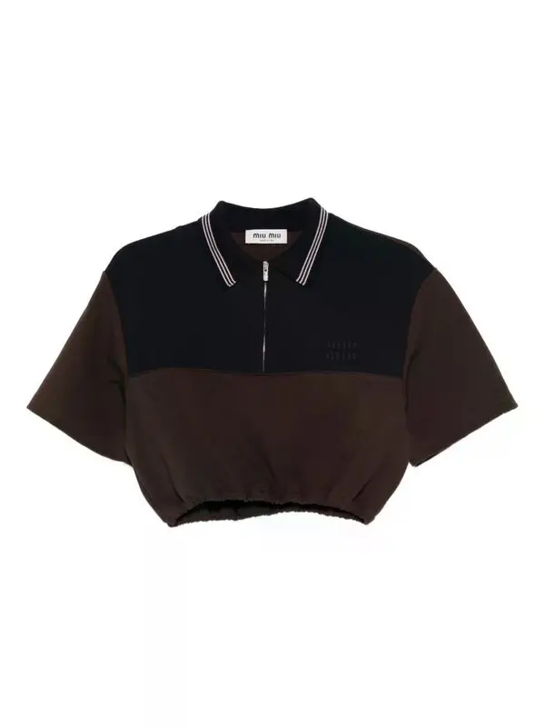 Miu Miu Two-tone Cropped Polo Top