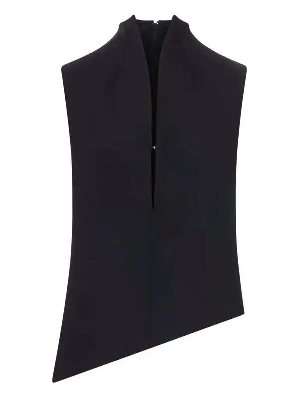 Khaite Asymmetrical Front Hook Fastening Deep Neckline Top - Black