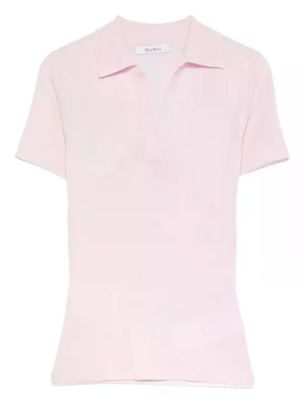 Max Mara Ribbed Knit Polo Shirt - Pink