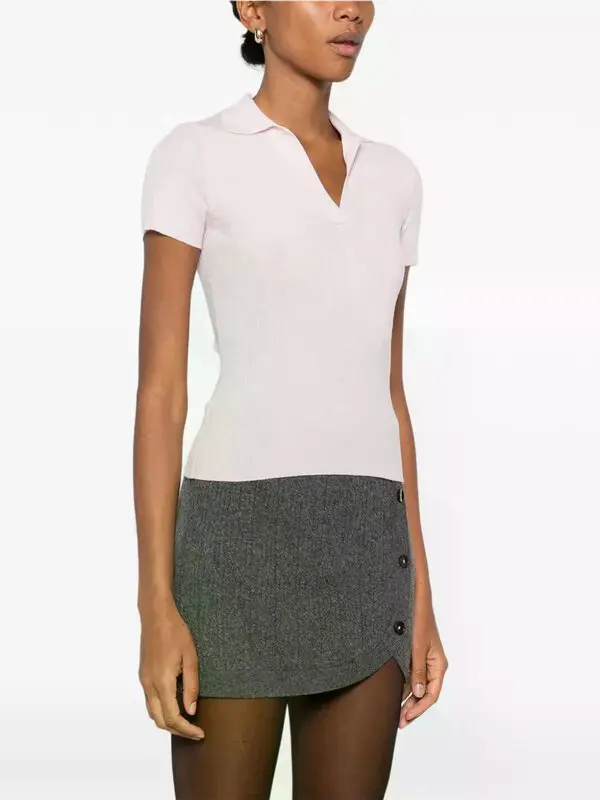 Max Mara Ribbed Knit Polo Shirt - Pink