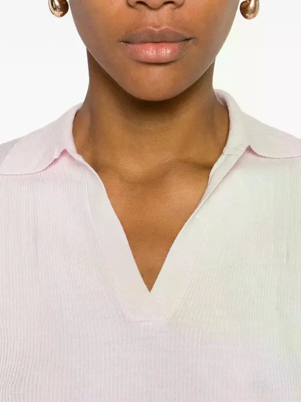 Max Mara Ribbed Knit Polo Shirt - Pink