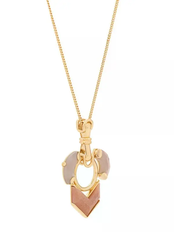 WOUTERS & HENDRIX Yellow Plated Sterling Silver Sunstone And Grey Agate Necklace