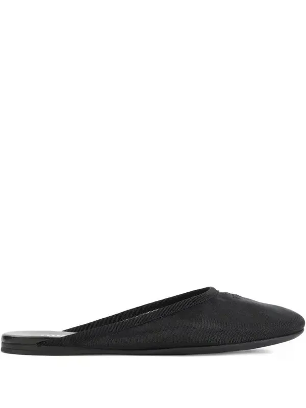 Miu Miu Embroidered Logo Flat Mules - Black