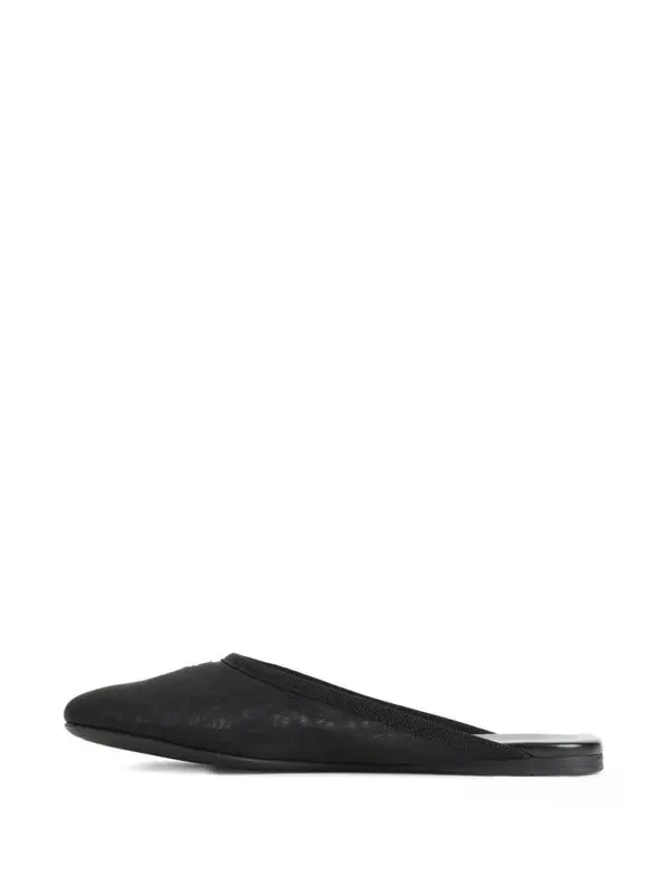 Miu Miu Embroidered Logo Flat Mules - Black