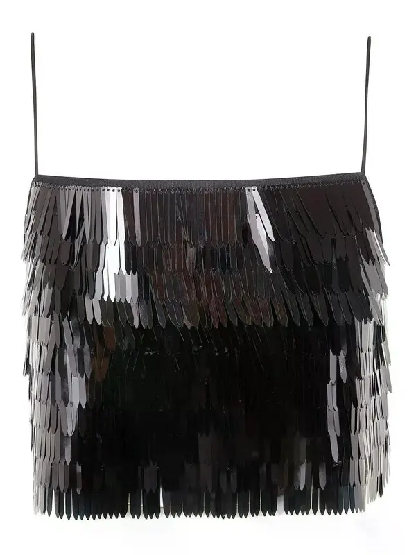 SELF-PORTRAIT Sequin-embellished Top - Black