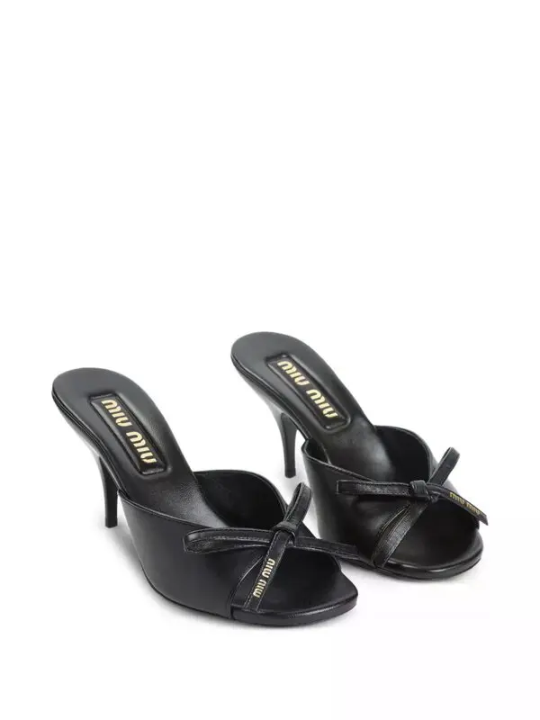 Miu Miu Leather Heeled Sandals - Black